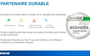 Ecolab certifié "Platinum" pour la 8e fois consécutive par EcoVadis ! (vidéo)